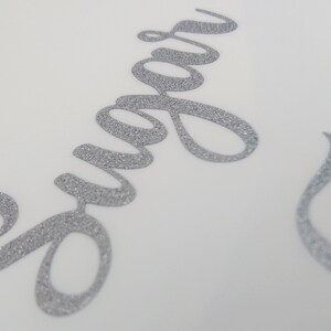 SILVER GLITTER COFFEE Tea Sugar Jar Stickers Vinyl Cut Adhesive Kitchen ...