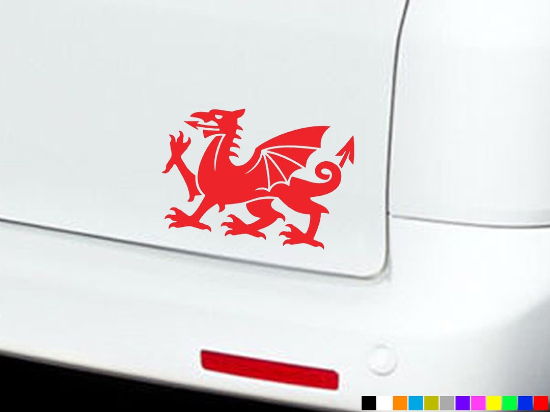 WELSH DRAGON CYMRU Car Sticker Outline Scotland Decal Vinyl Bumper ...