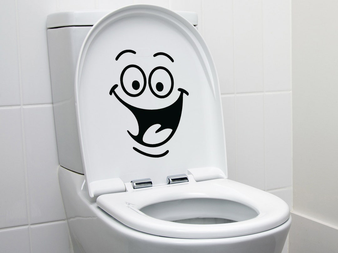 TOILET SMILEY FACE Funny Toilet Sticker Decal Seat Vinyl Bathroom ...