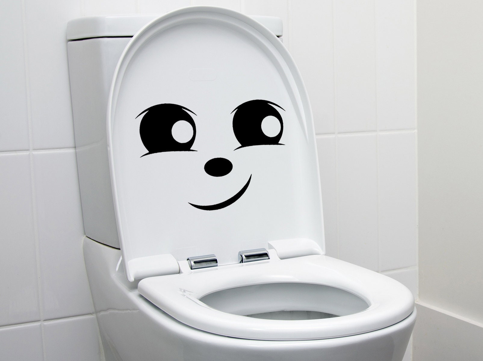 TOILET SMILEY FACE Funny Toilet Sticker Decal Seat Vinyl Bathroom ...