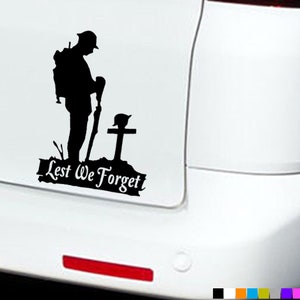 LEST WE FORGET Remembrance Car Sticker Decal Bumper Window Laptap Van ...