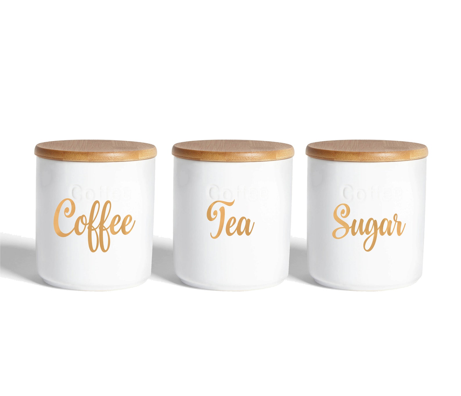 GOLD CHROME Coffee Tea Sugar Jar Stickers Vinyl Cut Adhesive Kitchen ...