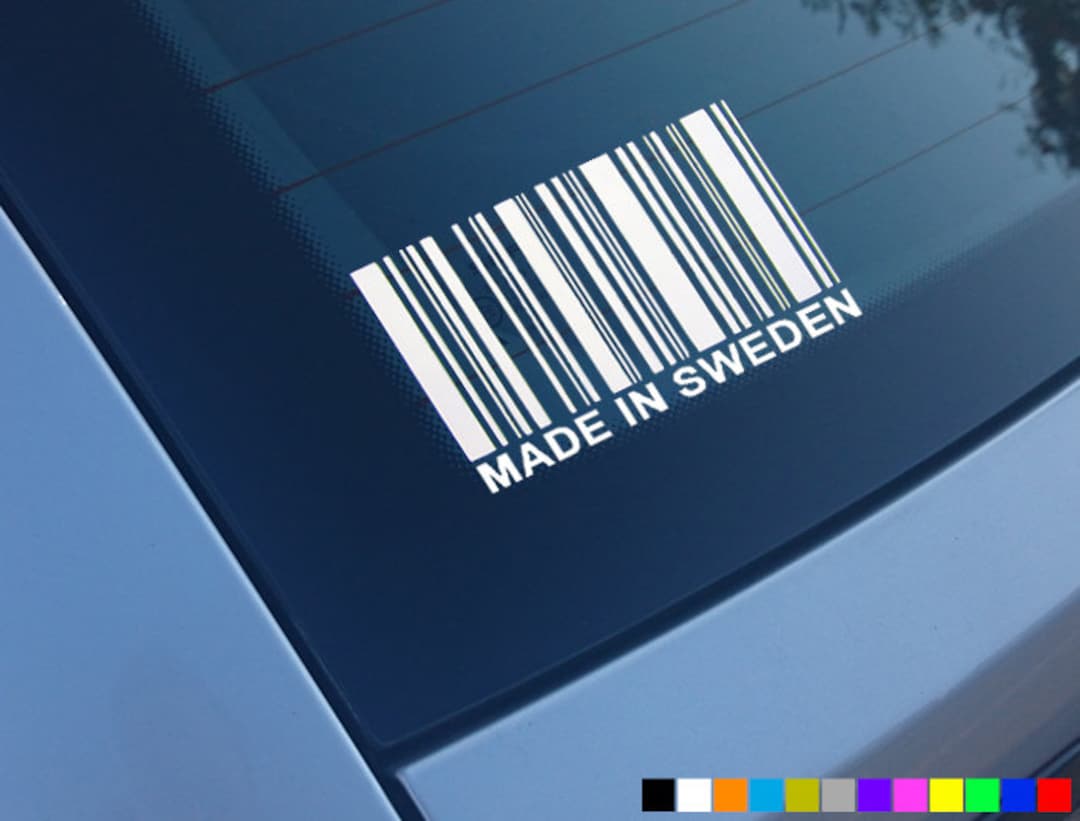 MADE IN SWEDEN Funny Car Stickers Decals Vinyl Window Novelty Volvo ...