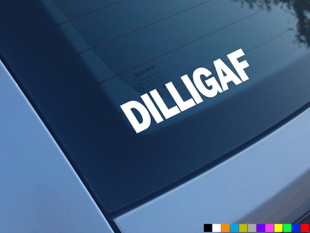 DILLIGAF FUNNY CAR Stickers Decals Window Bumper Van Camper Rude Laptop ...