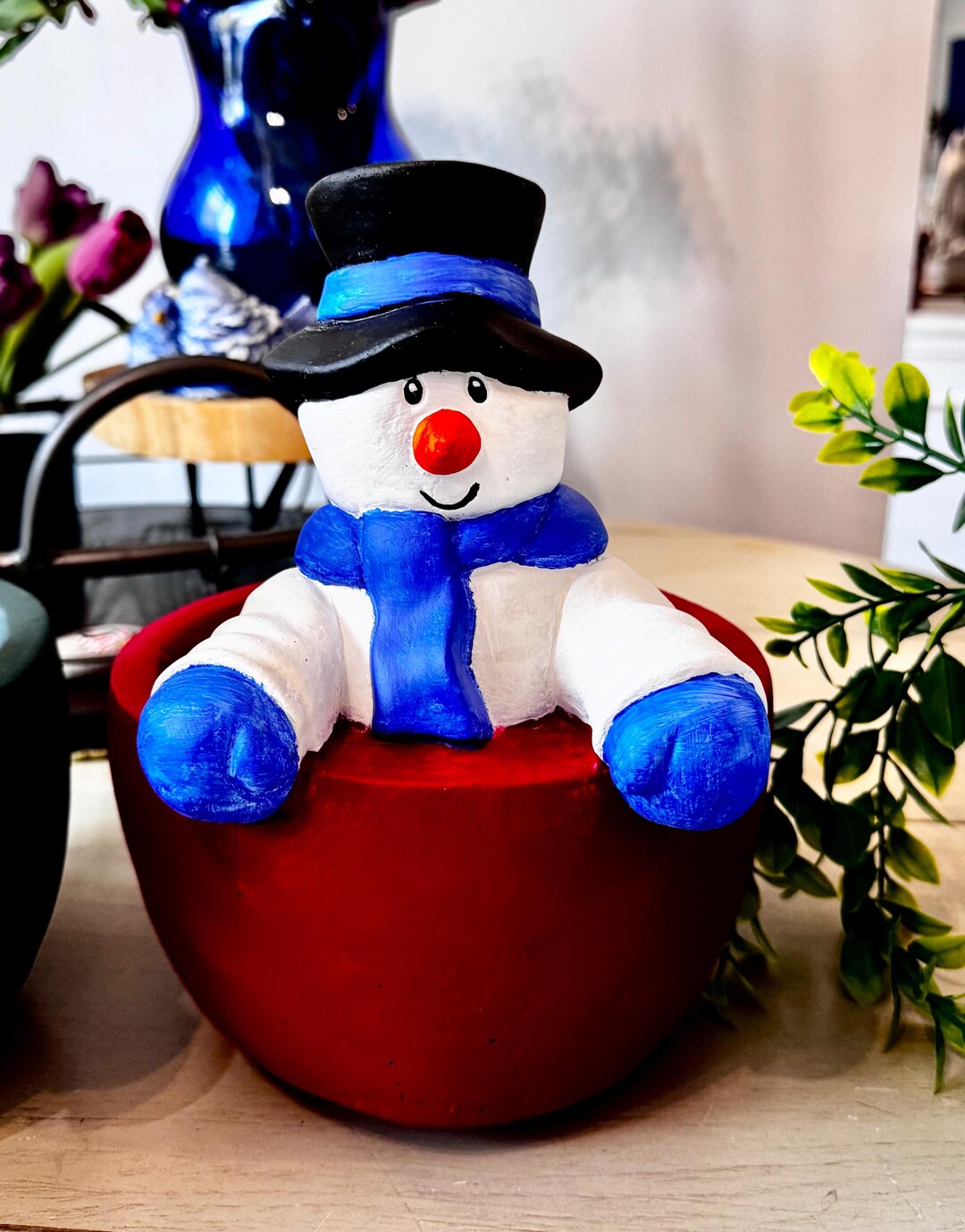 Concrete Snowman/planter, Perfect for Your Porch or Your Fireplace. - Etsy