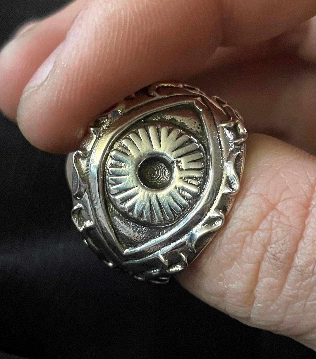 Sterling Silver Eye of Polyphemus Greek God Ring, Alternative Style ...