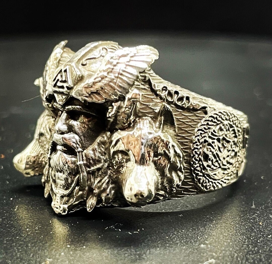 Norse Viking Thor Ring With Wolves | Sterling Silver or Gold Filled ...