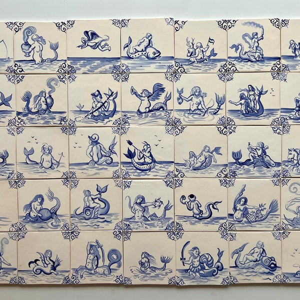 Mermaid Delft Tiles - Etsy Canada