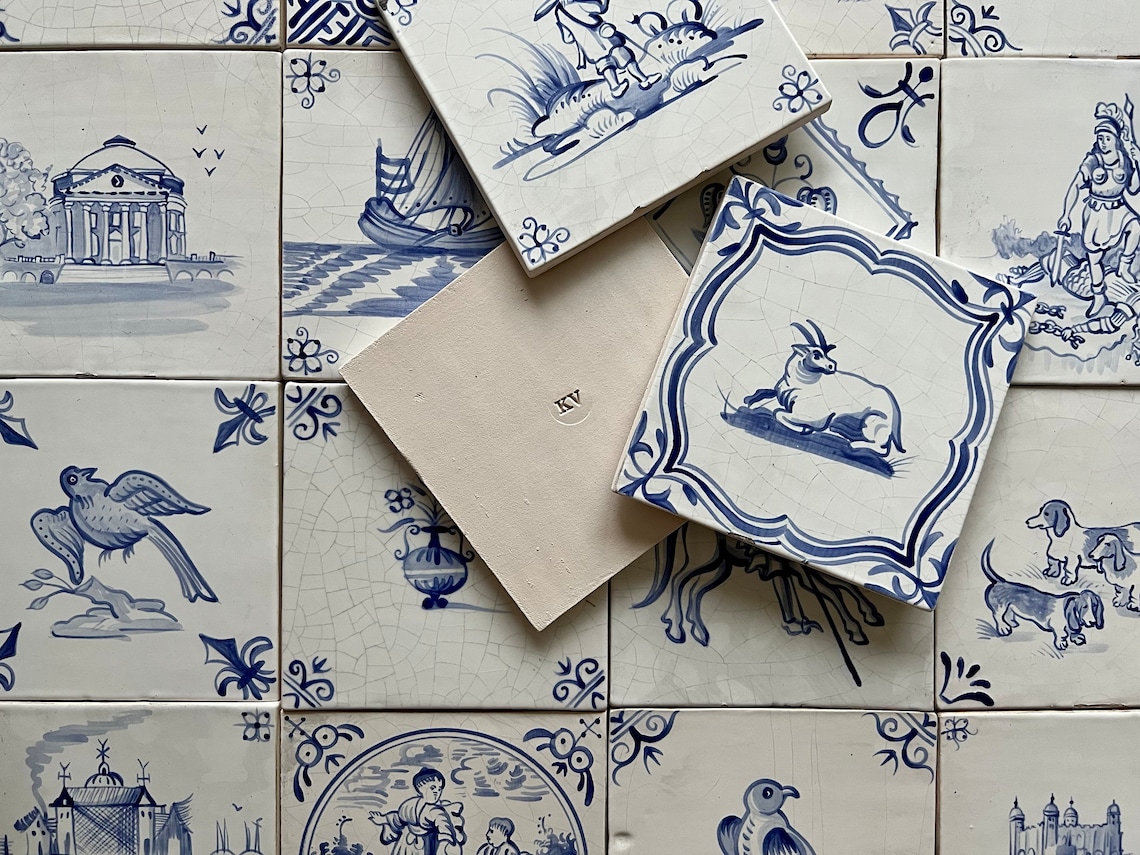 Voorbeelden van Delfts blauwe tegels die ik voor je kan maken - Etsy België