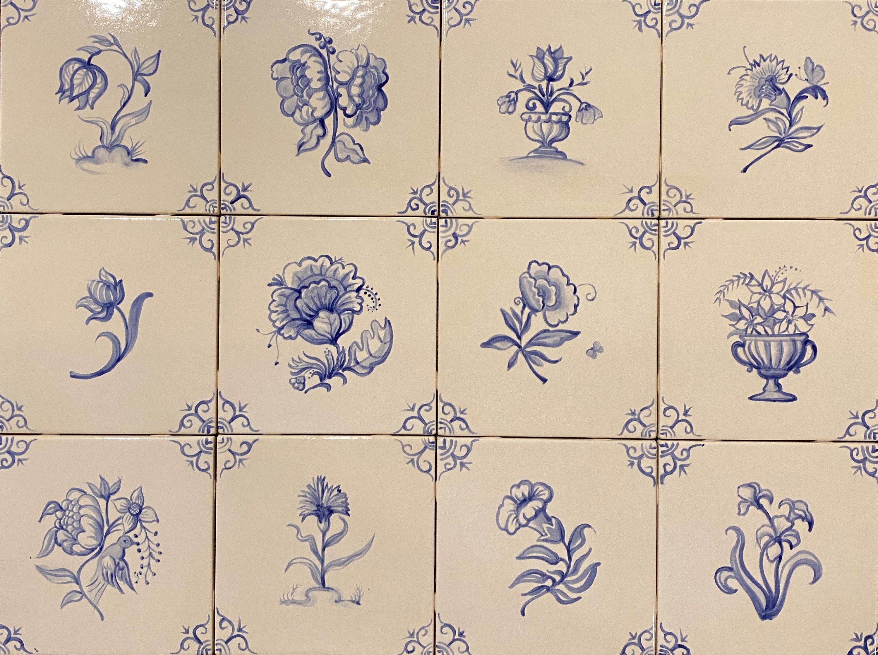 Reproduction Delft floral tiles | Etsy