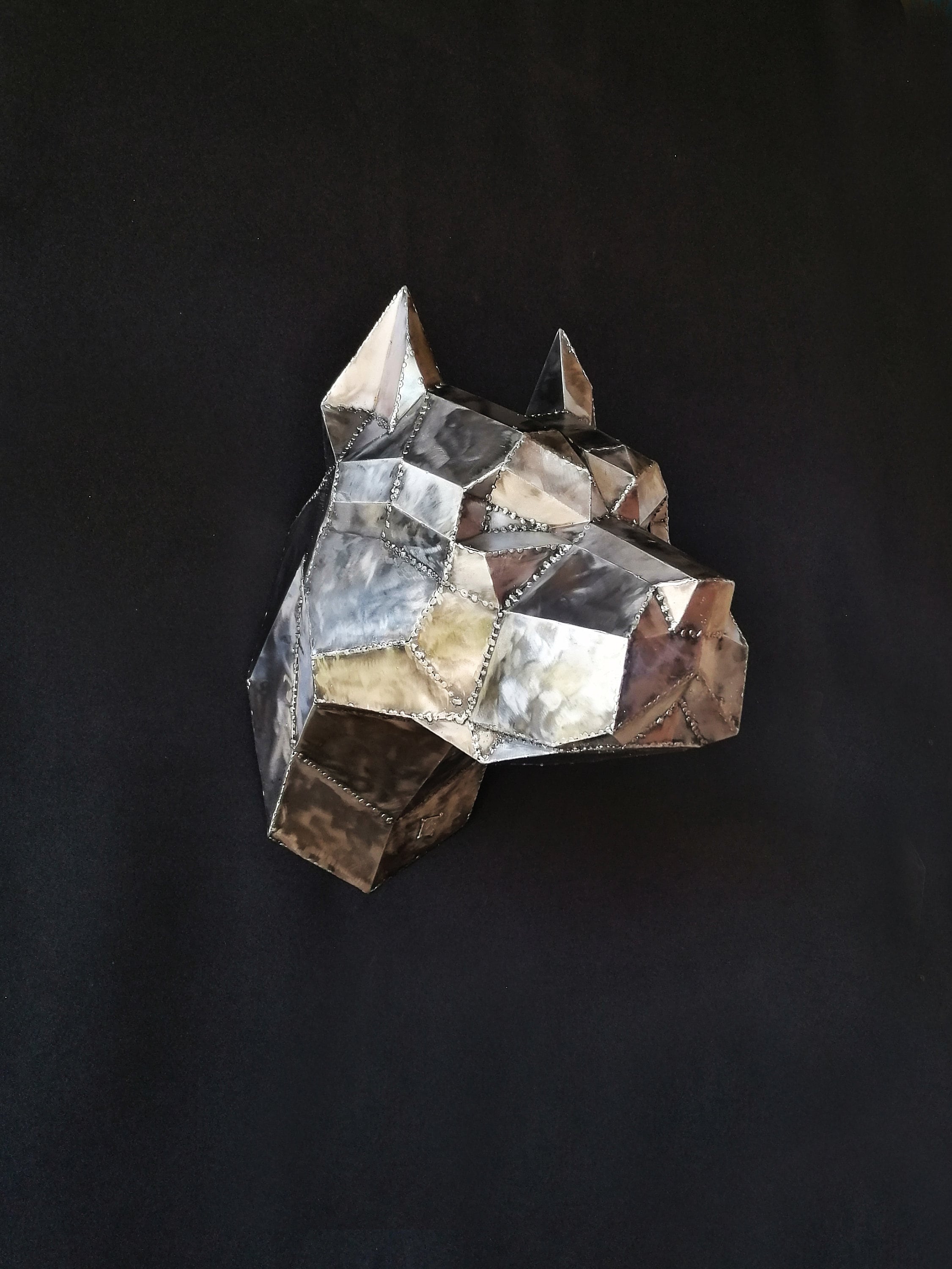 Metal Sculpture Pitbull Dog Artisanal Dog Sculpture Pitbull Wall Dog ...