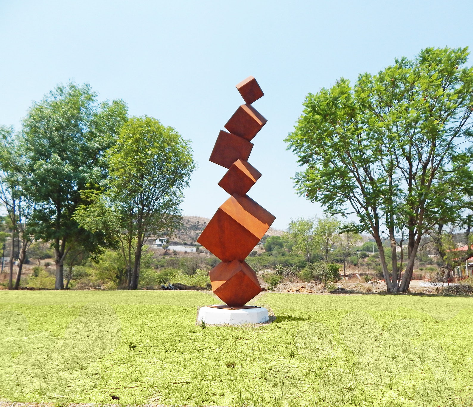 Large Size Metal Corten Sculpture for Garden / Cubist Sculpture Tower ...