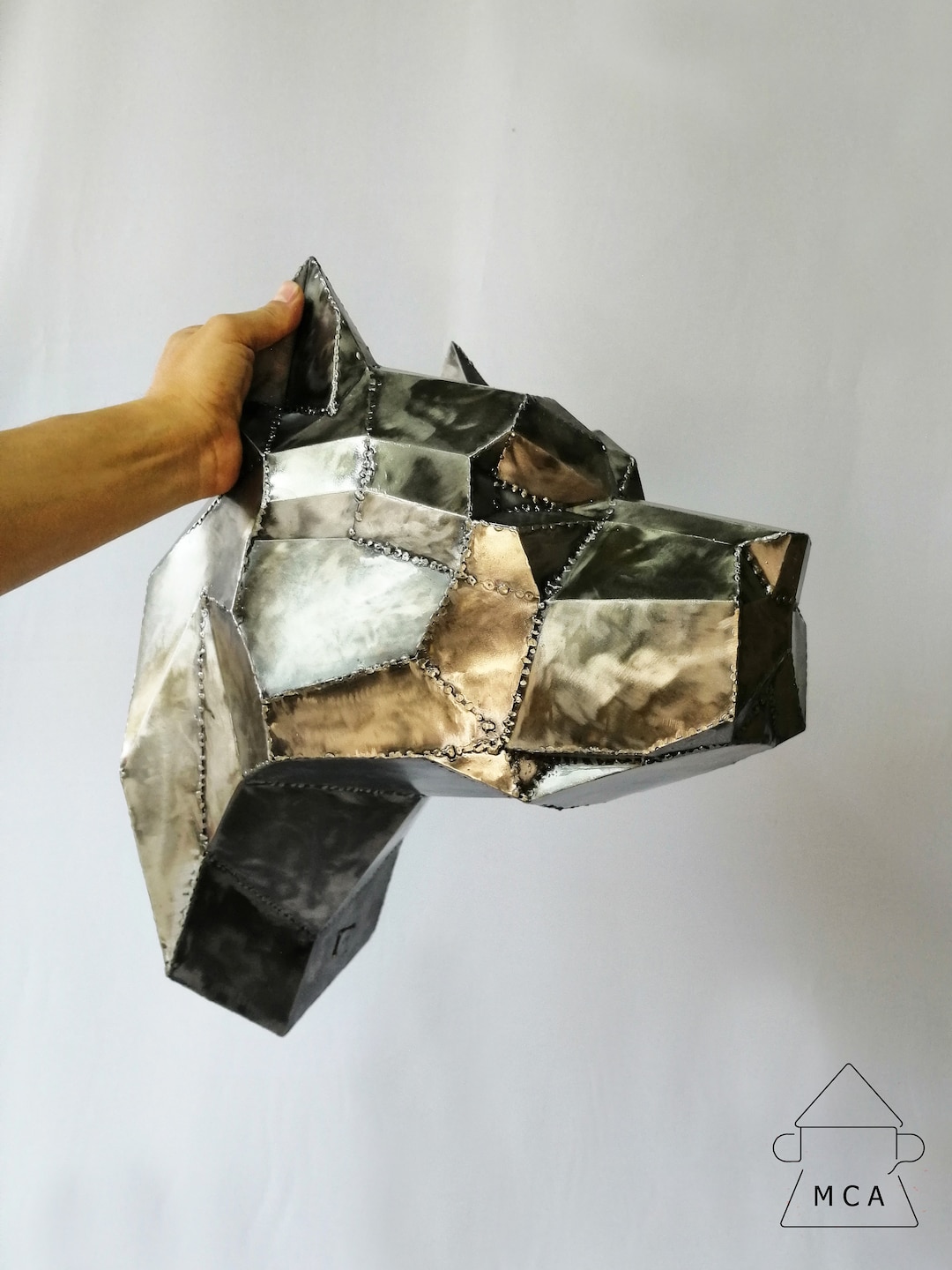 Metal Sculpture Pitbull Dog Artisanal Dog Sculpture Pitbull Wall Dog ...