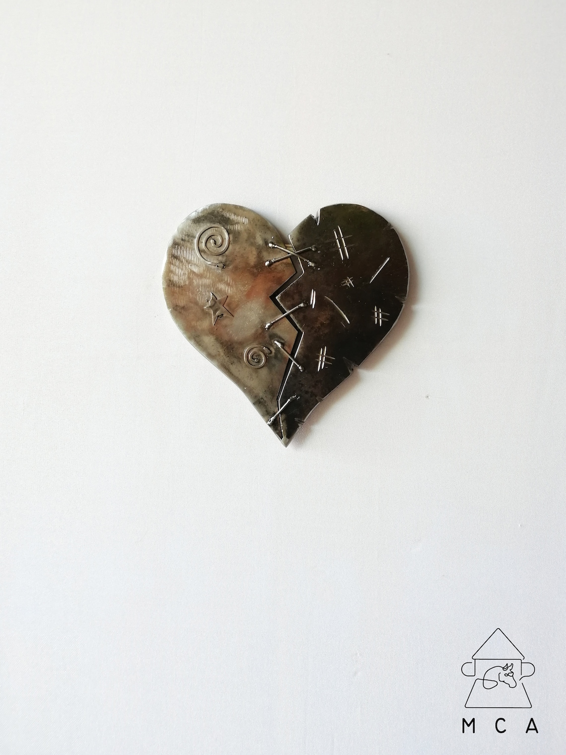 Metal Heart Craft Sculpture Indoor Ornament 3d Heart Metal Wall ...
