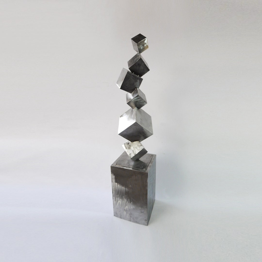 Industrial Style Metal Sculpture: Sculpture With Geometric Figures ...
