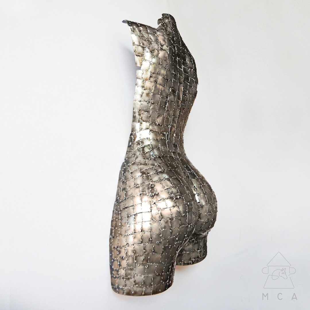 Metal Wall Art Abstract Sculpture Metallic Torso of Woman, Artisan ...