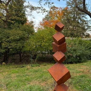Large Size Metal Corten Sculpture for Garden / Cubist Sculpture Tower ...