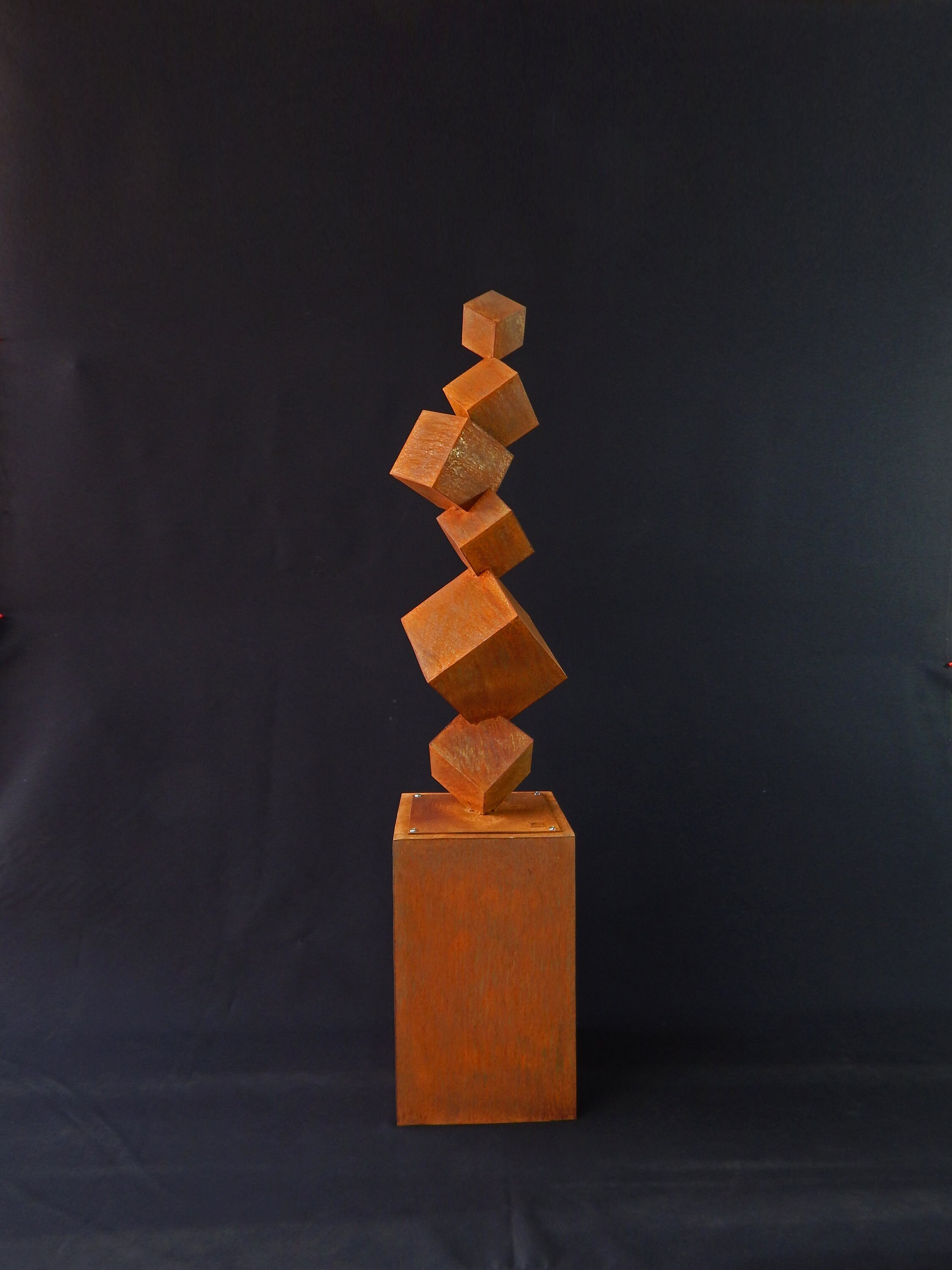 Metal Garden Sculpture, Garden Art, Cube Tower, Cubist Sculpture ...