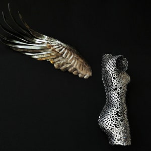 Metal Angel Woman's Angel Torso Abstract Sculpture Woman's Metallic Art ...