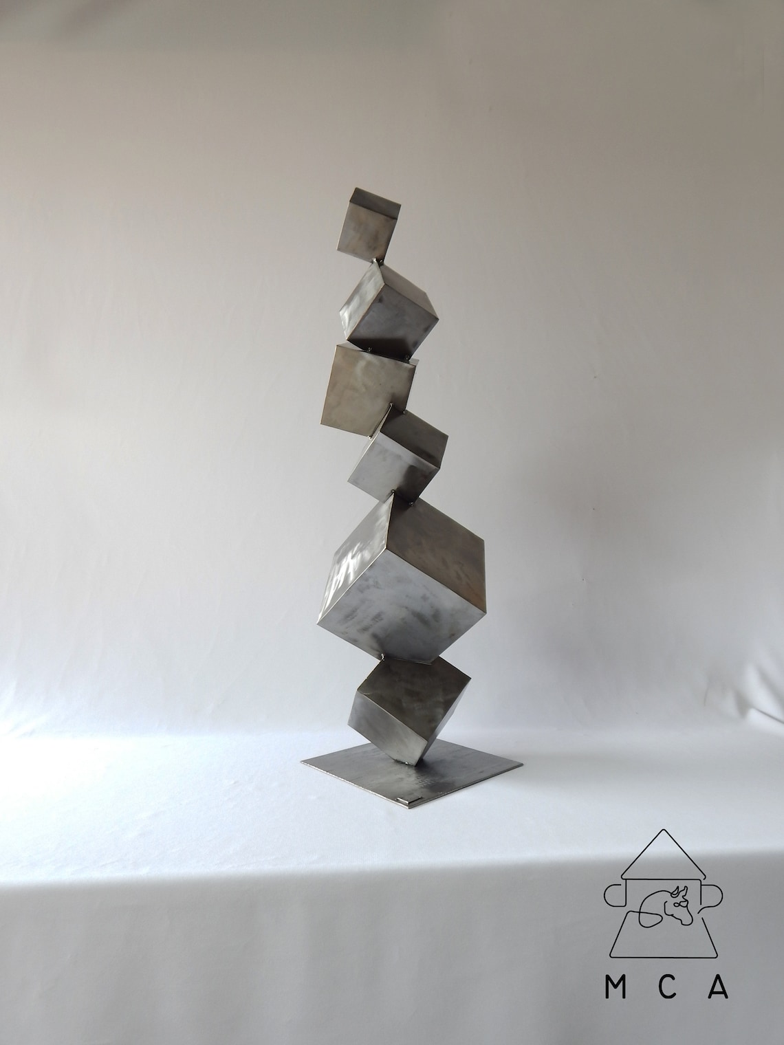 Sculpture Industrial Style Metal Sculpture Modern Cubist Metal - Etsy