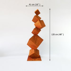 XL Metal Sculpture Industrial Style Geometric Cubes Modern Art Interior ...