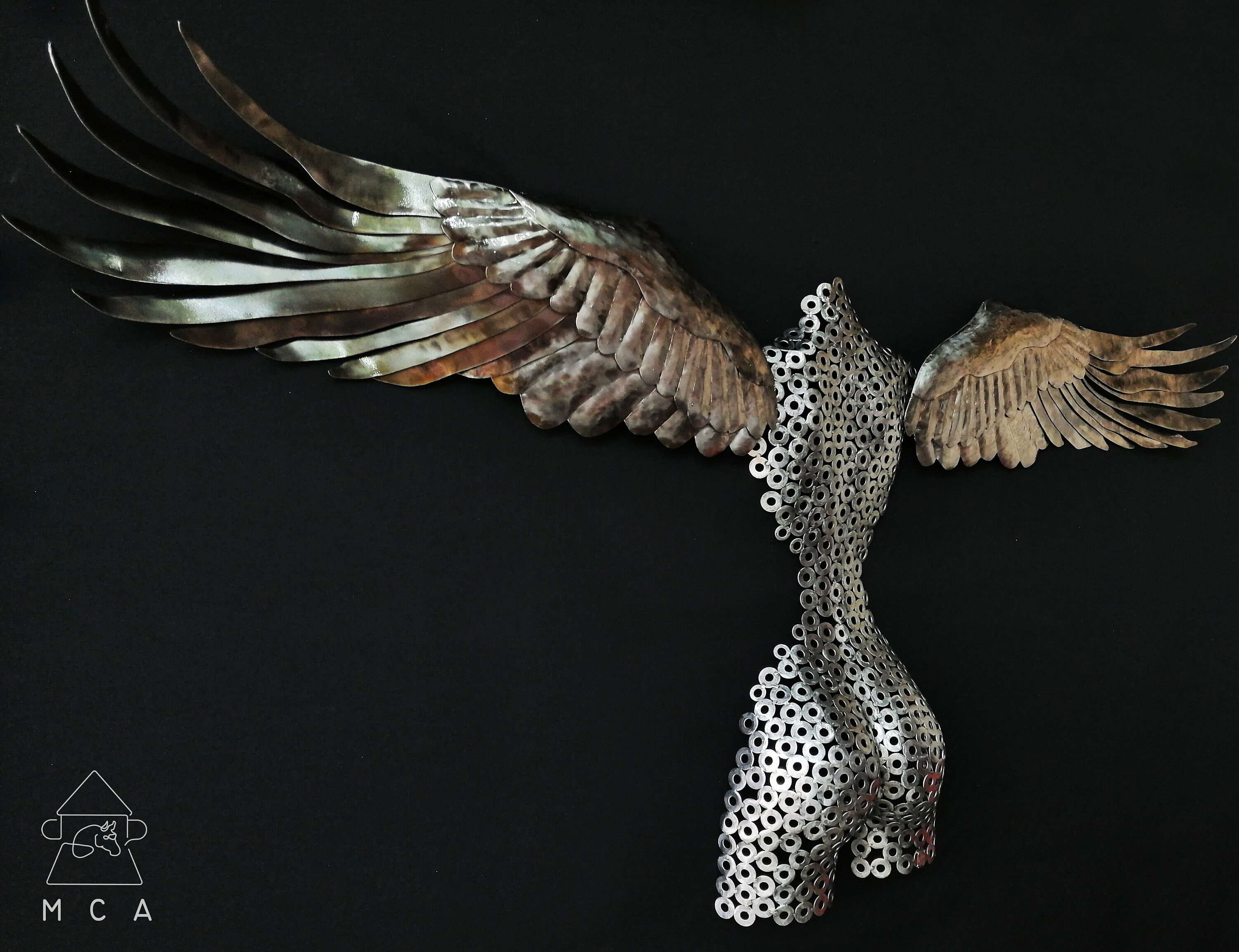 Metal Torso Metal Angel With Wings Abstract Sculpture With - Etsy