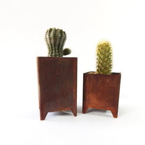 Pair of Industrial Style Metal Square Pots / Acero Corten / Perfect ...