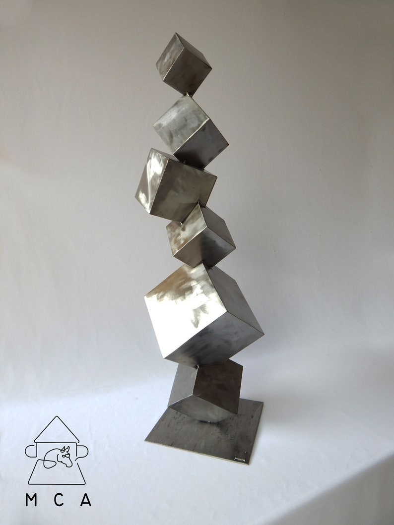 Sculpture Industrial Style Metal Sculpture Modern Cubist Metal - Etsy