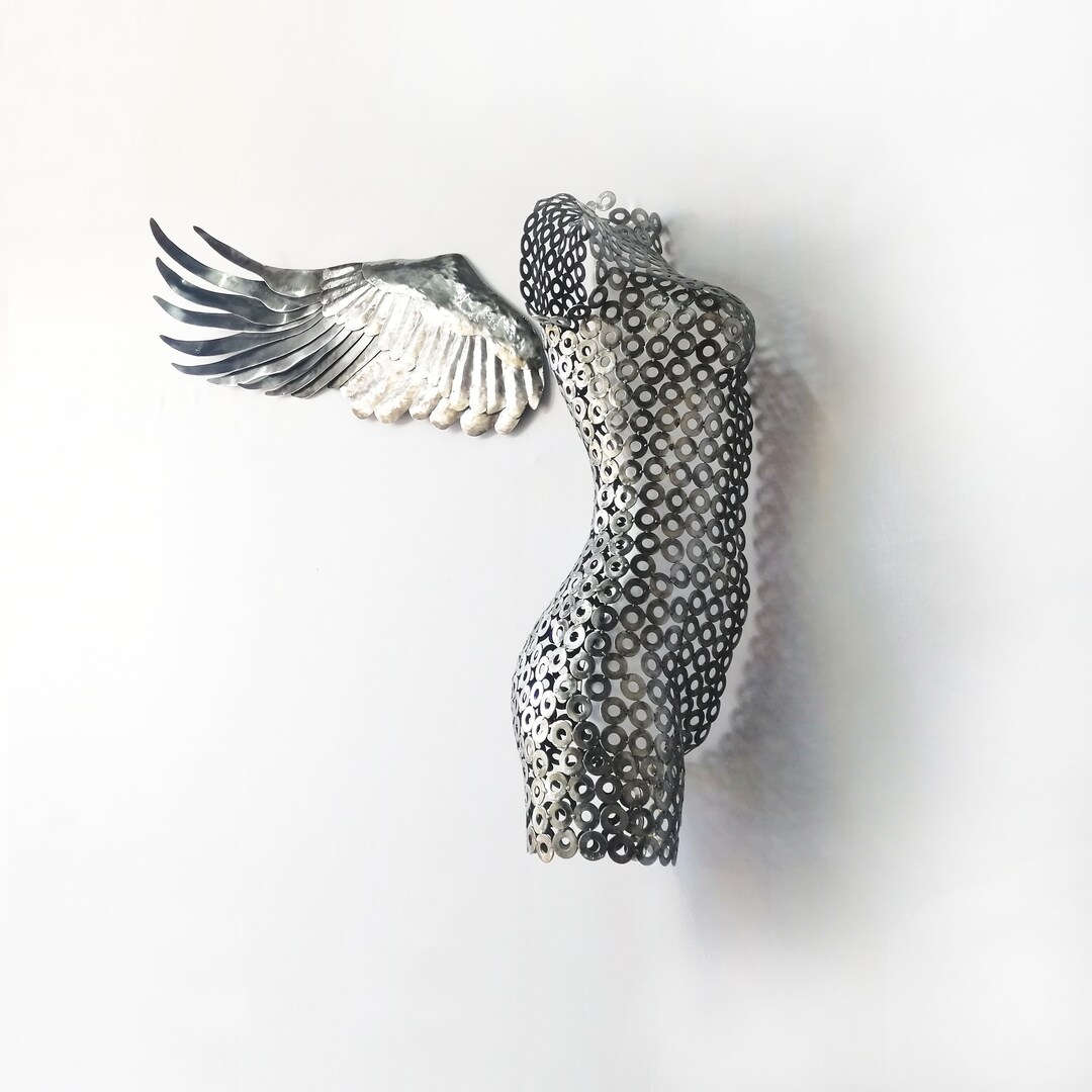 Metal Angel Woman's Angel Torso Abstract Sculpture Woman's Metallic Art ...