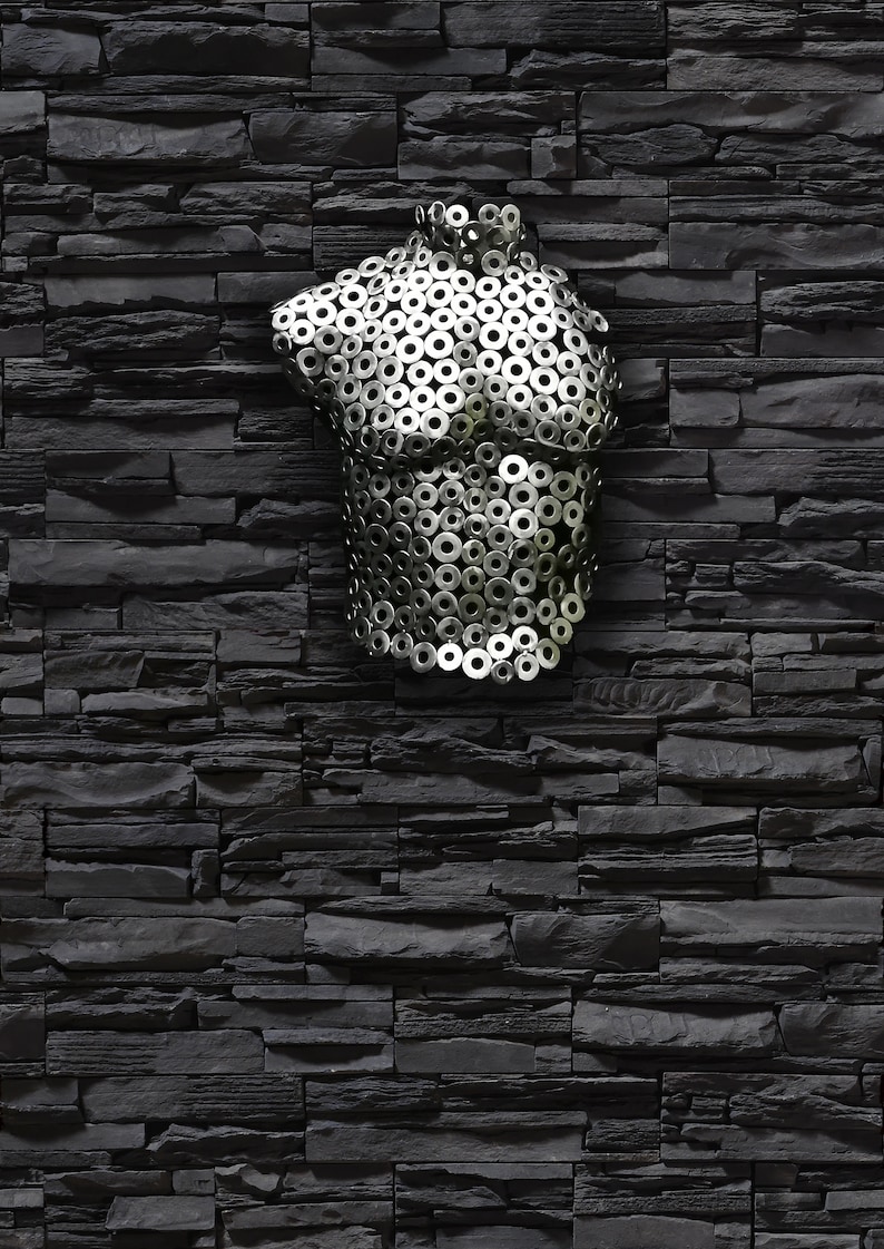 Metal Wall Art Abstract Sculpture Metallic Torso of Man, Artisan ...