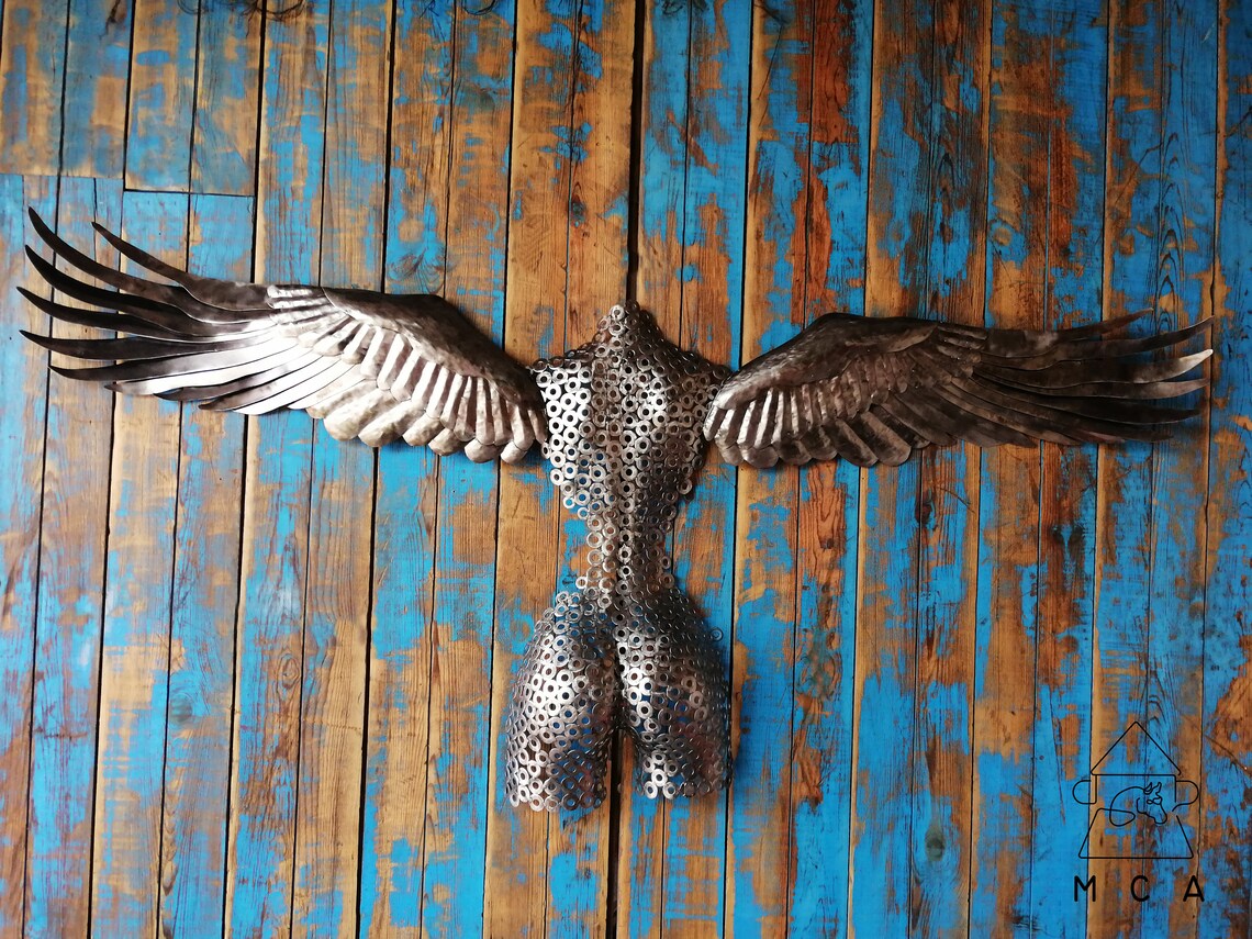 Metal Torso Metal Angel With Wings Abstract Sculpture With | Etsy