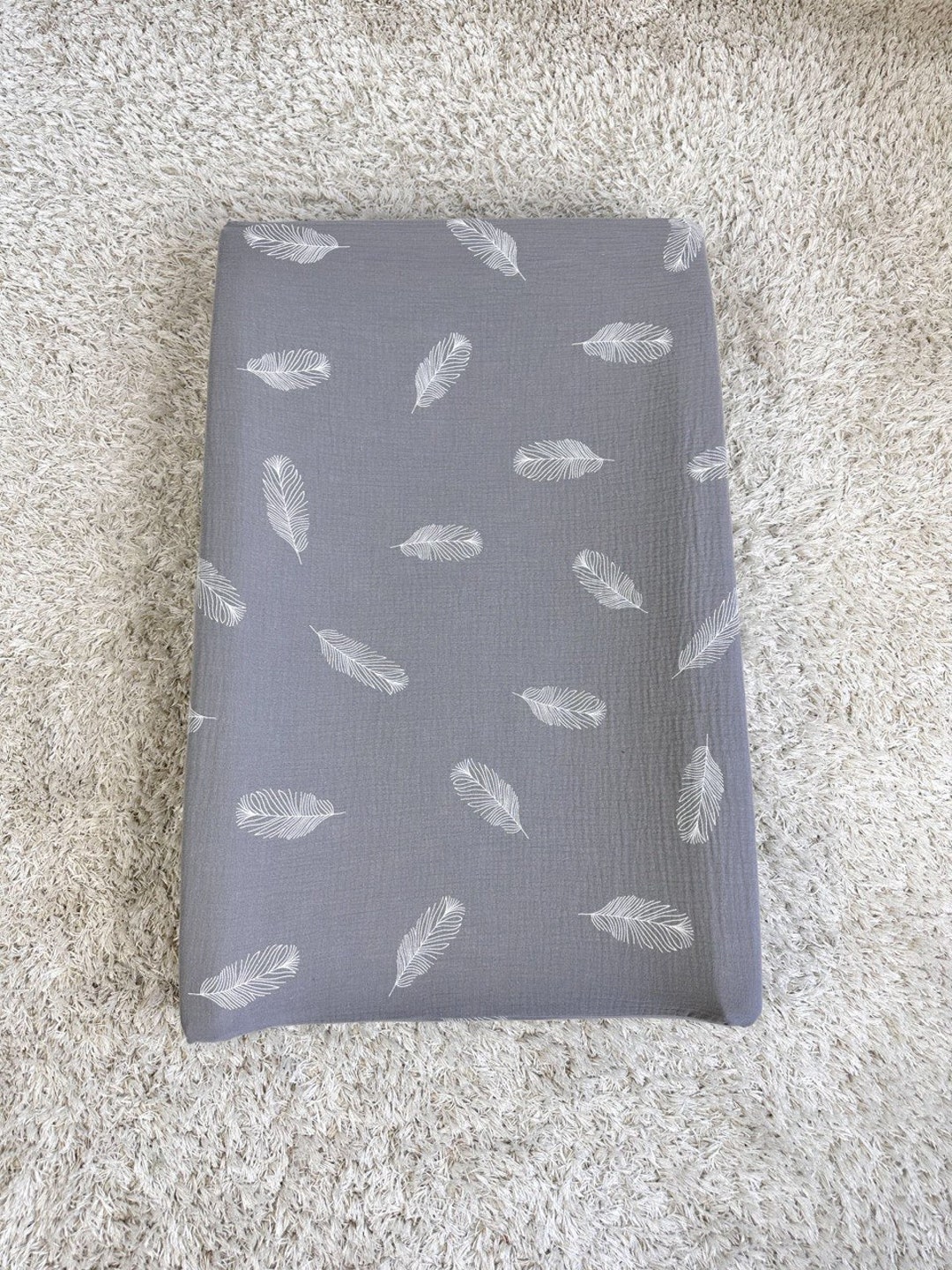 Organic Muslin Changing Pad Cover: IKEA VADRA, Feather Print - Etsy
