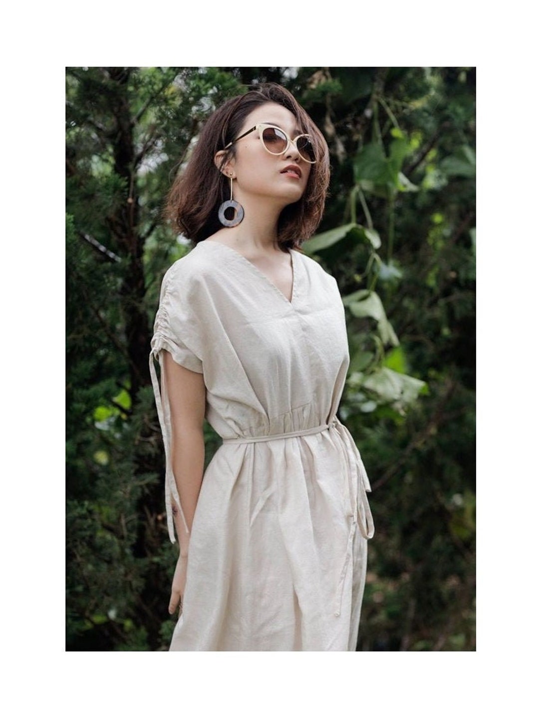 Short Sleeves Drawstring Shoulder Dress - Etsy