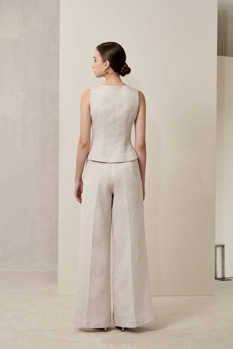 Linen Palazzo Pants - Wide Leg Linen Pants - Linen Set of Two - Etsy