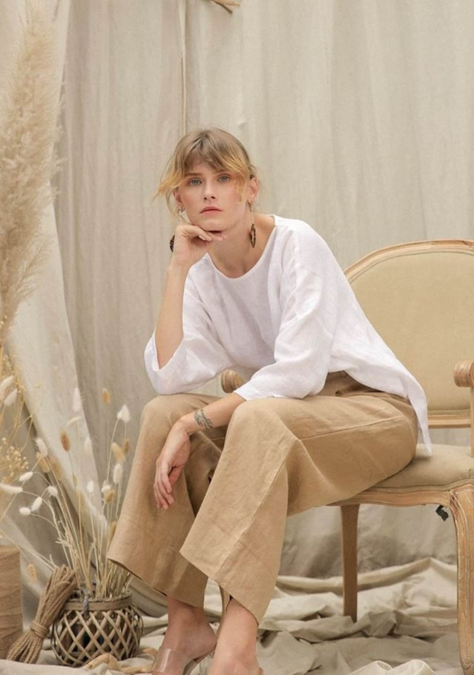 Linen Palazzo Pants - Wide Leg Linen Pants - Linen Set of Two - Etsy