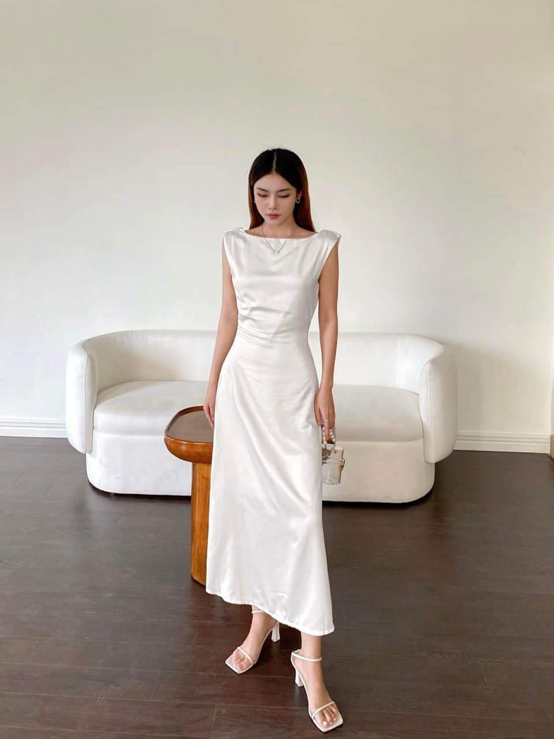 Sleeveless Silk Dress - Open Back Silk Maxi Dress - Wedding Guest Midi ...
