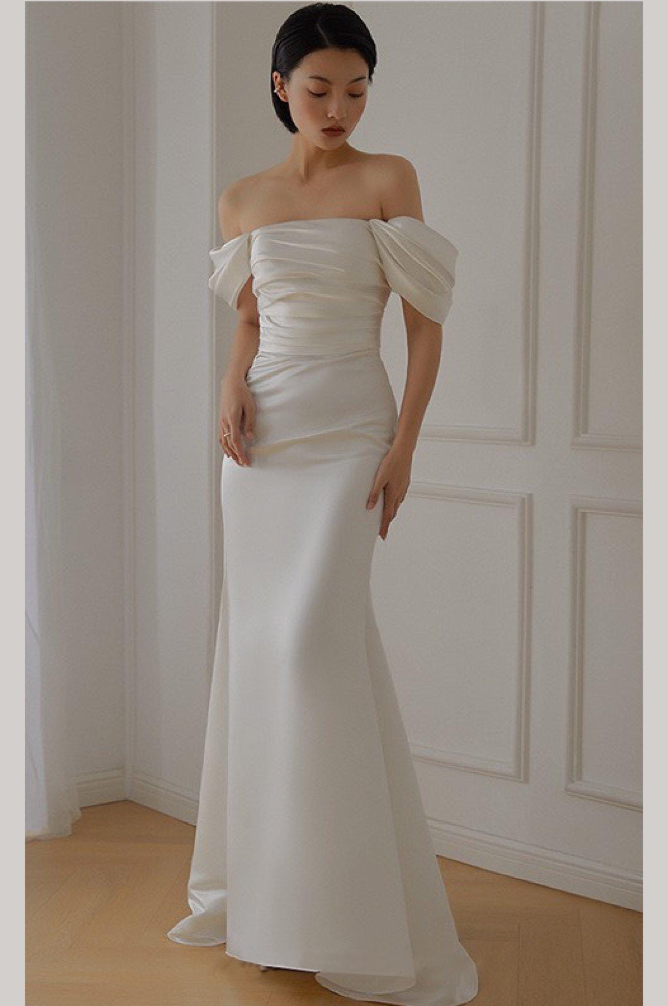 Simple Wedding Dress, off Shoulder Maxi Dress, Formal Dress for Women ...