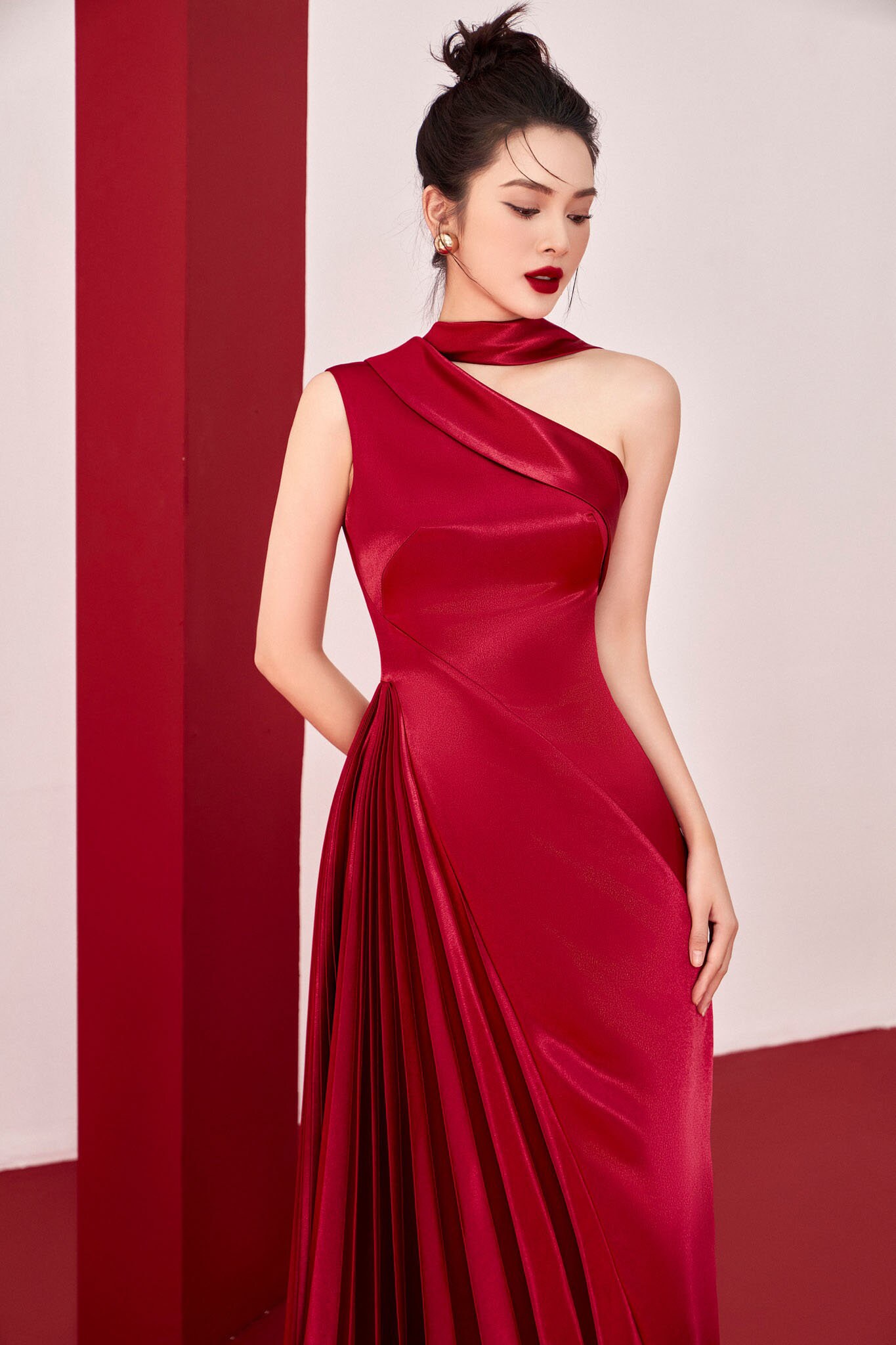 One Shoulder Silk Dress - Party Silk Dress - Evening Silk Midi Dress ...
