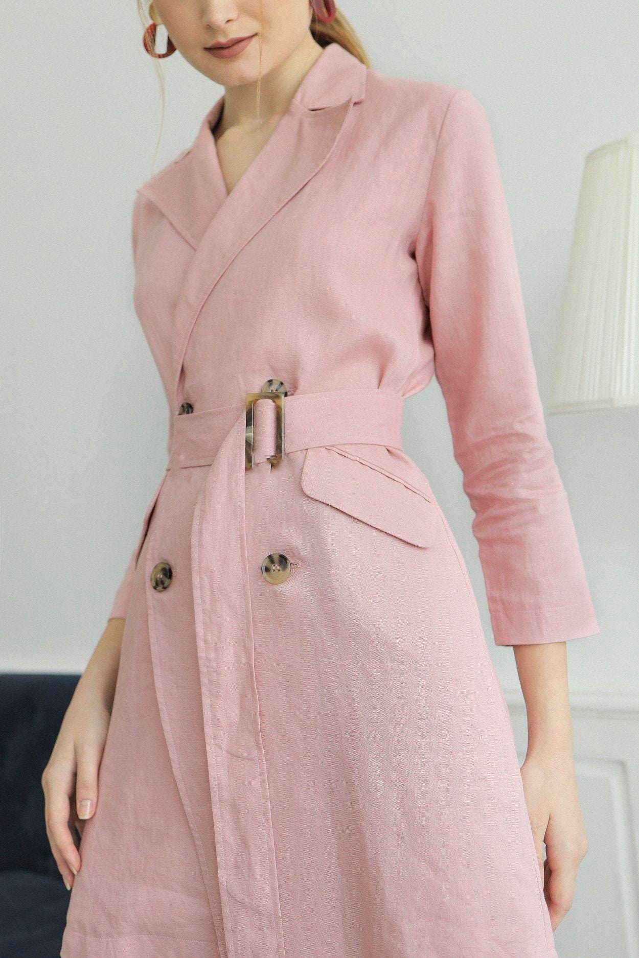 Linen Jacket - Linen Trench Coat - Women Duster Coat - Double Breasted ...