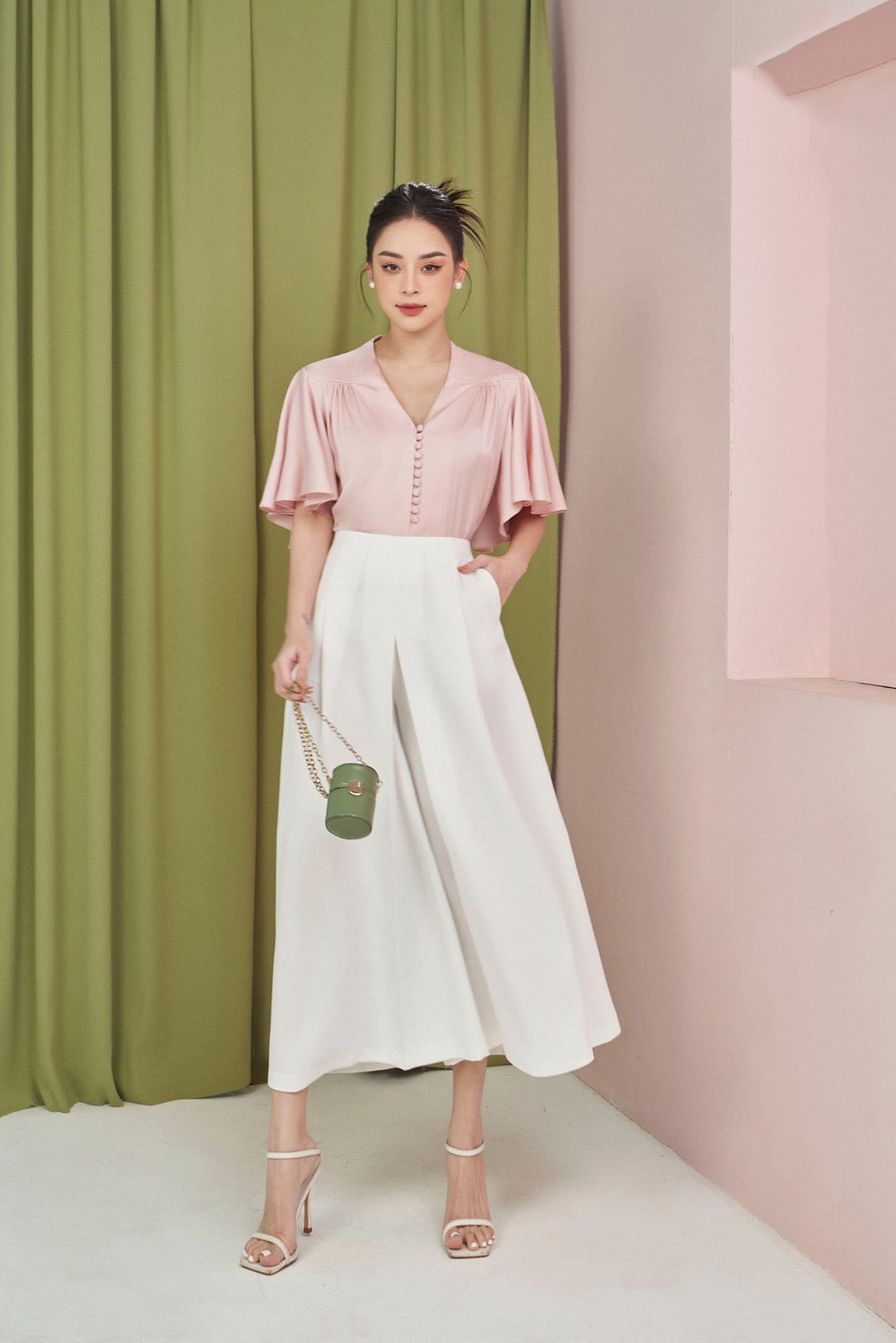 Oversize Capri Silk Pants With Pockets Side - High Waist Silk Pants ...