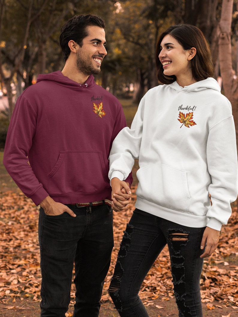 Embroidered Fall Themed Hoodie, Statement Hoodie for Giving Thanks ...