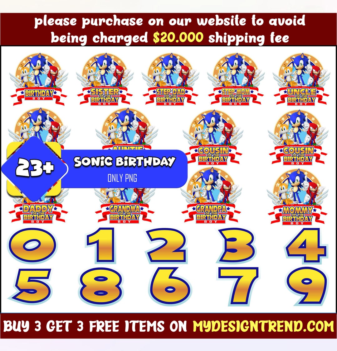 Sonic Birthday Png, Sonic the Hedgehog PNG Cliparts Bundle, Sonic ...