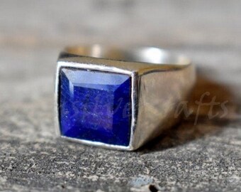 Mens Sapphire Signet Ring | Etsy
