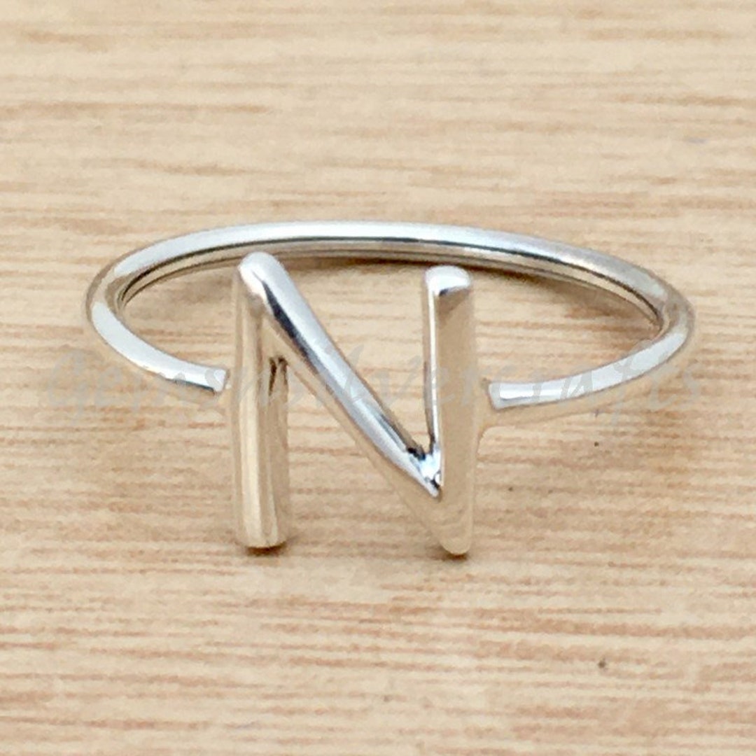 Initial Ring Tiny Ring Sterling Silver Ring Engraving Ring - Etsy