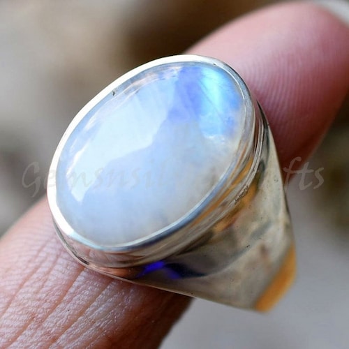 Moonstone Ring Natural Mens Ring 925 Solid Sterling Silver - Etsy