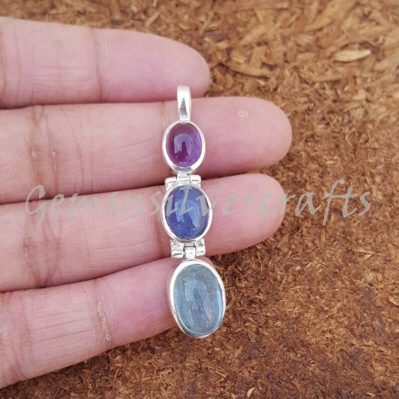 Multi Stone Pendant 925 Sterling Silver Jewelry Amethyst - Etsy
