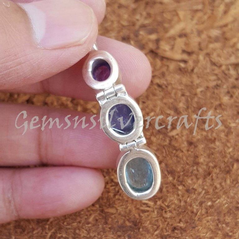Multi Stone Pendant 925 Sterling Silver Jewelry Amethyst | Etsy