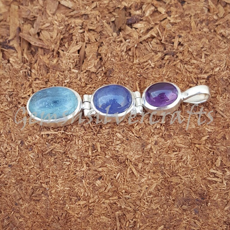 Multi Stone Pendant 925 Sterling Silver Jewelry Amethyst | Etsy