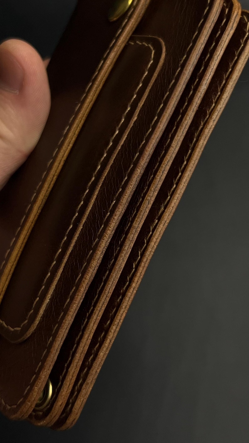 Leather Mini Trucker Wallet With a Ring for a Chain or Cord. Bikers ...