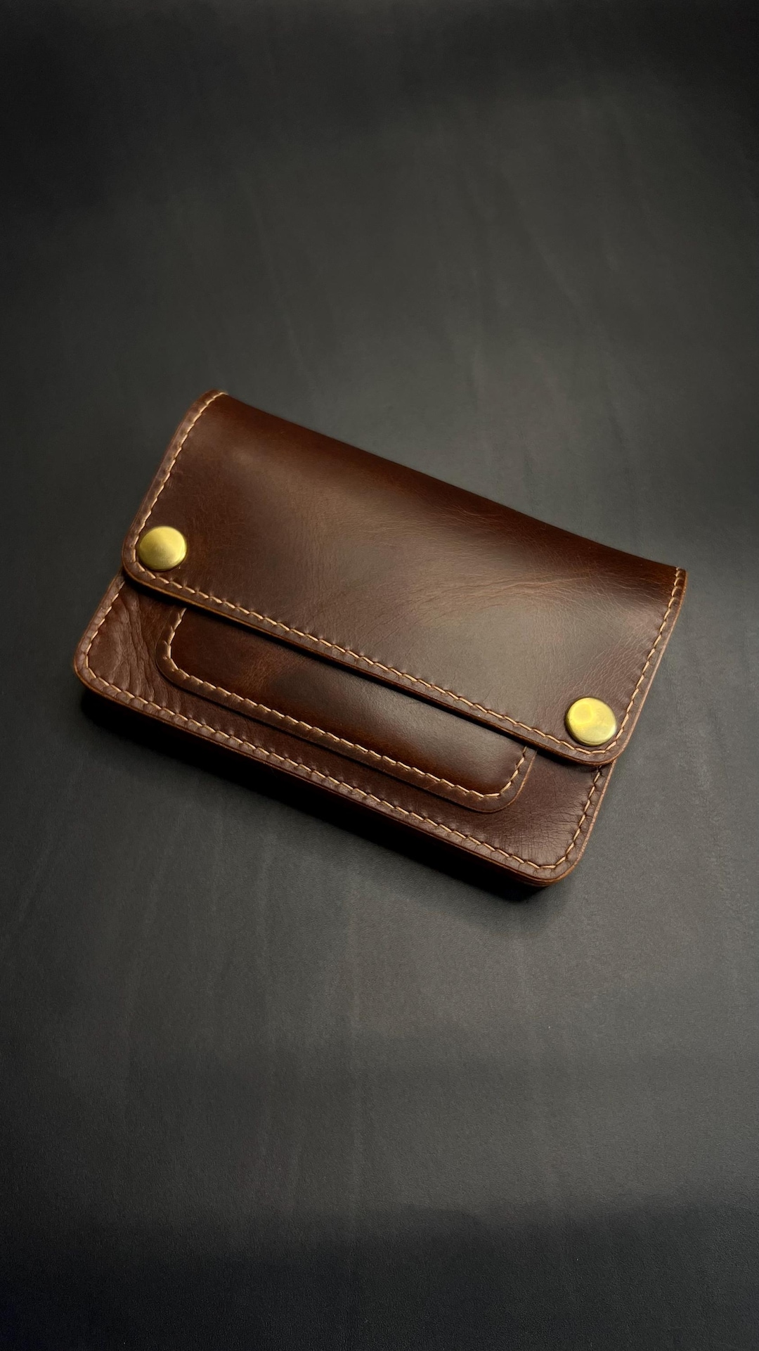 Leather Mini Trucker Wallet With a Ring for a Chain or Lanyard. Wallet ...